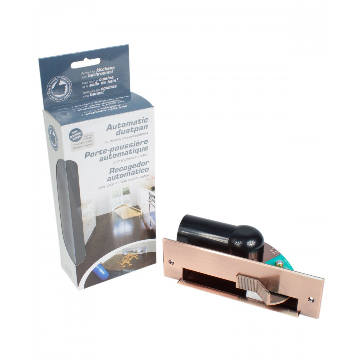 Copper Finish Vac Pan Sweep Inlet with 90 degree adaptor